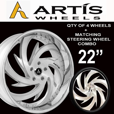 ARTIS SPADA 22 INCH WHEELS RIMS WITH STEERING WHEEL COMBO GBODY G BODY ...