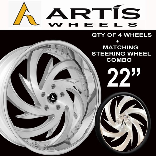 ARTIS SPADA 22 INCH WHEELS RIMS WITH STEERING WHEEL COMBO GBODY G BODY ...