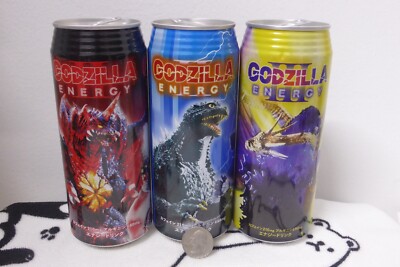 Godzilla Energy II III *EMPTY Drink Can* opened at top Limited Japan TOHO | eBay