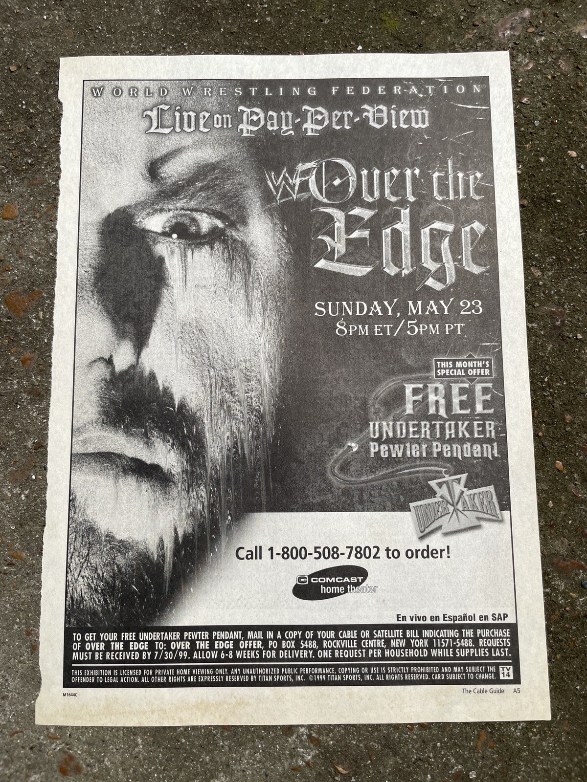 Undertaker WWF WWE Over The Edge 1999 Rare PPV Ad WWE | eBay