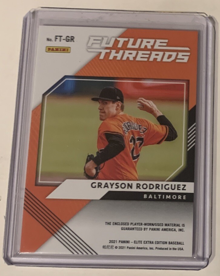 2021 Elite Extra Edition Grayson Rodriguez Future Threads Jersey #FT-GR ...