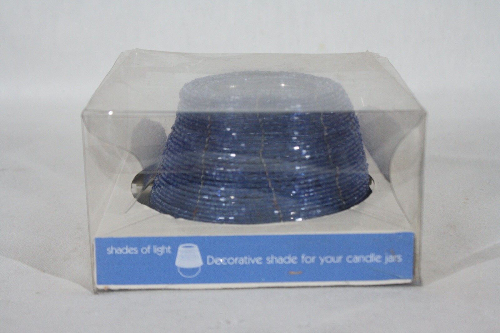 RARE ZODAX BLUE BEADED SHADES OF LIGHT DECORATIVE SHADE FOR YOUR CANDLE ...