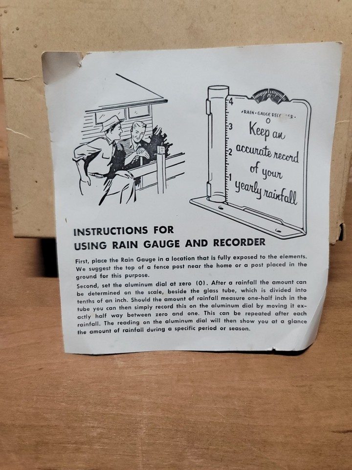 Vintage Rain Gauge Recorder Metal USA Wayne Good Stone Mason East Earl ...