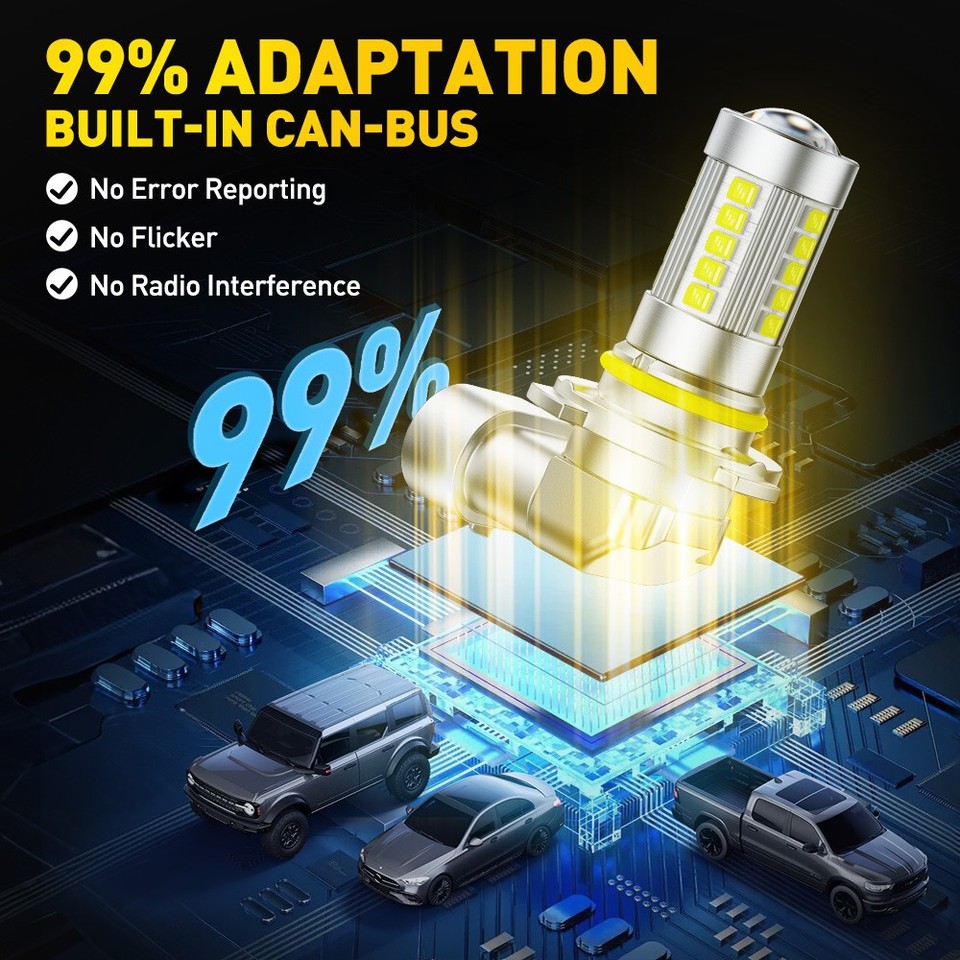 AUXITO 2× H10 LED Headlight Bulbs Kit Car Canbus Error Free High/Lo ...