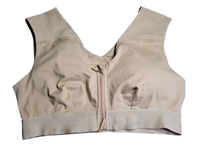 Tommie Copper Beige Shoulder Support Bra Front Zipper Size L Zinc ...