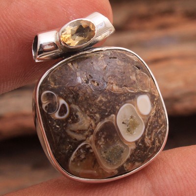 Turtella Agate Gemstone 925 sterling Silver Jewelry Solid Pendant 1.1 ...
