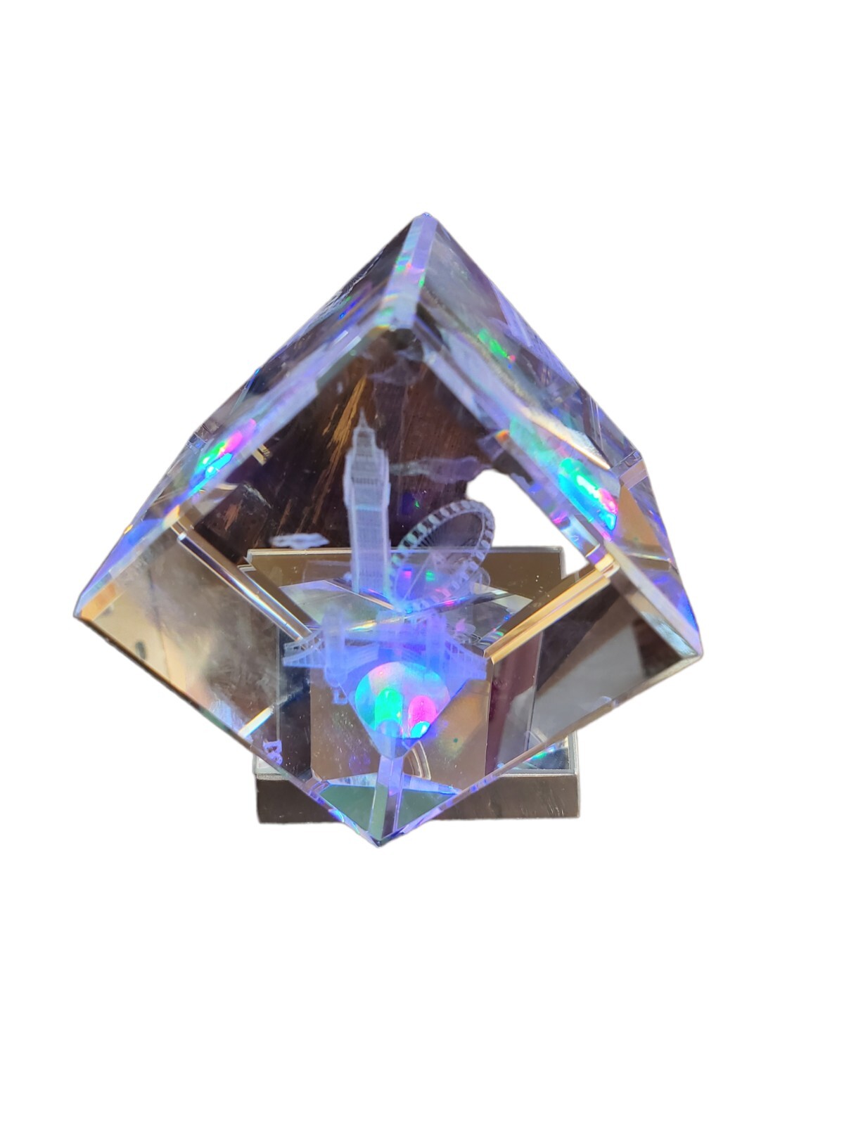 Glass Art Paperweight With Intricate Engraved London Collage | eBay