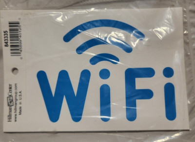 Lot / Pack of 6 Hillman 4" x 5" Self Adhesive Wi-Fi Sign Sticker Decal ...