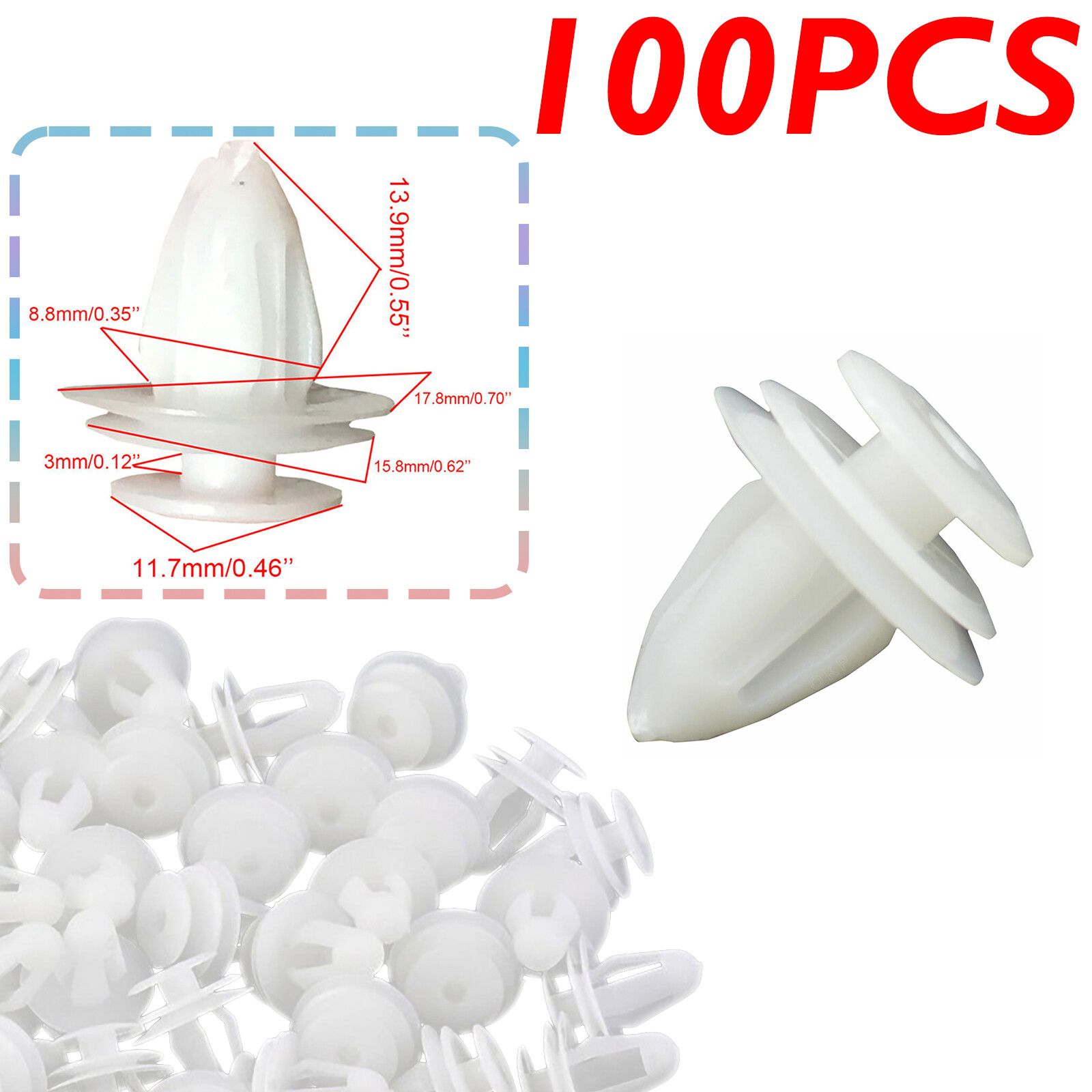 100 Pcs Car Door Trim Fastener Retainer Panel White Clips For 90467 ...