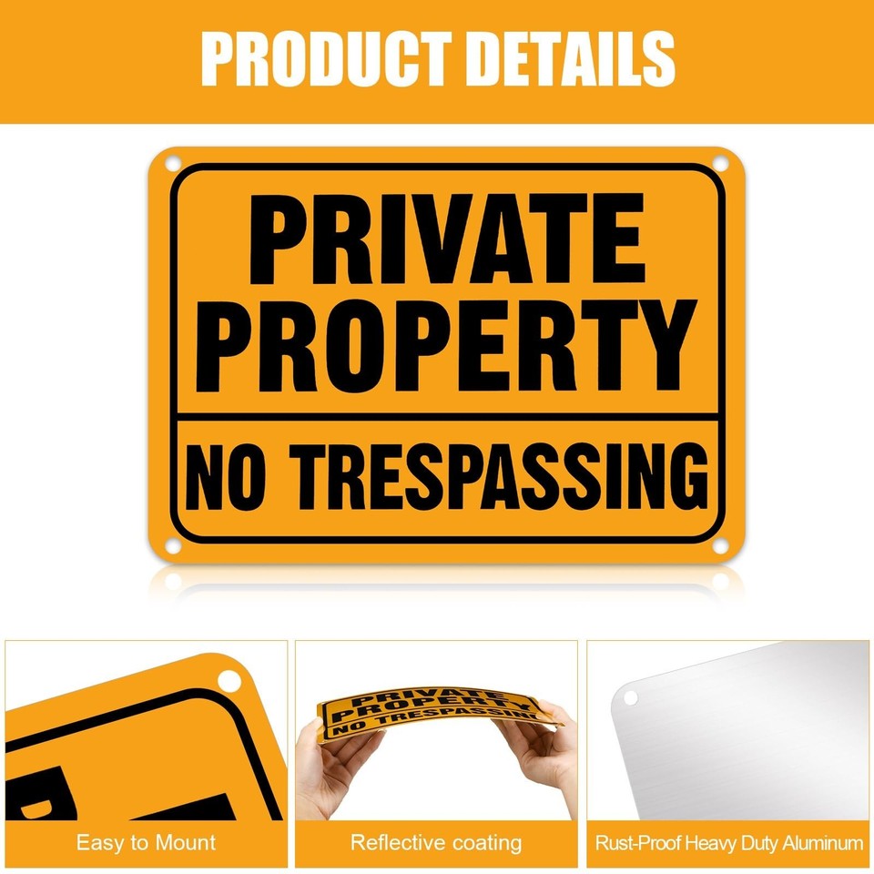 24 Pcs No Trespassing Signs Private Property Metal Reflective Aluminum ...