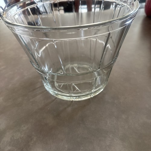 Anchor Hocking Vintage Ice Bucket Clear Glass Wooden Handle | eBay