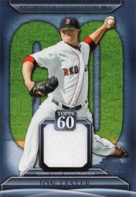 Jon Lester player worn jersey patch baseball card Red Sox 2011 Topps 60 ...