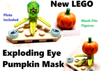New LEGO Mask PUMPKIN Carved Face with Exploding Eyeball Plate Include ...