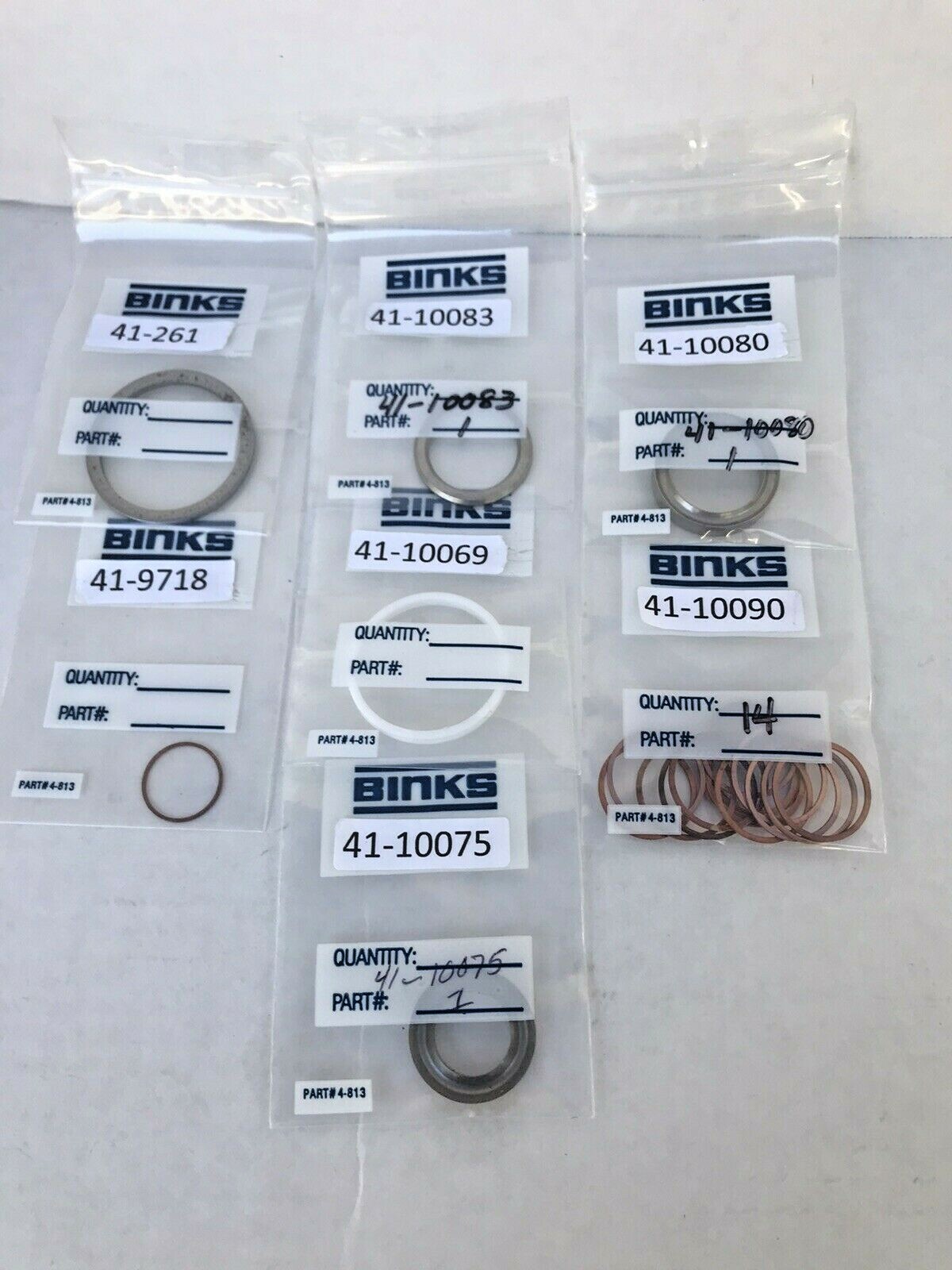 ONE LOT OF 7 BINKS SKU'S = RETAINERS / GLANDS / RETAINERS AND GASKETS ...