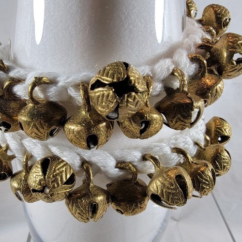 Pair of Bell Anklets on Cotton Cord Ghungroo Set Indian Classical Dance ...