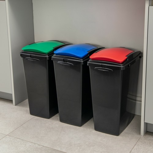 Addis Recycling 40L Set of 3 Waste Bins Colour coded Blue,Red & Green ...