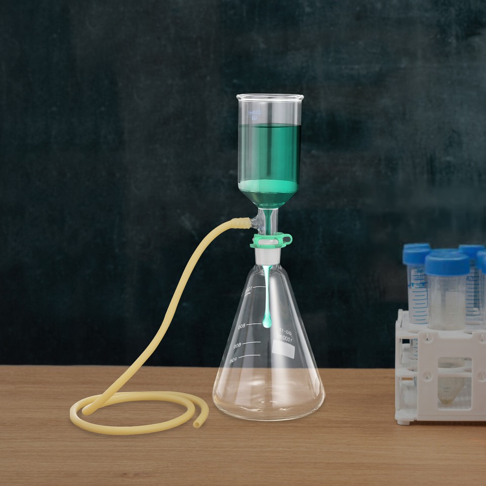 Lab Filtration Buchner Funnel w/ Flask & Clip Hose 1000ml Funnel ...