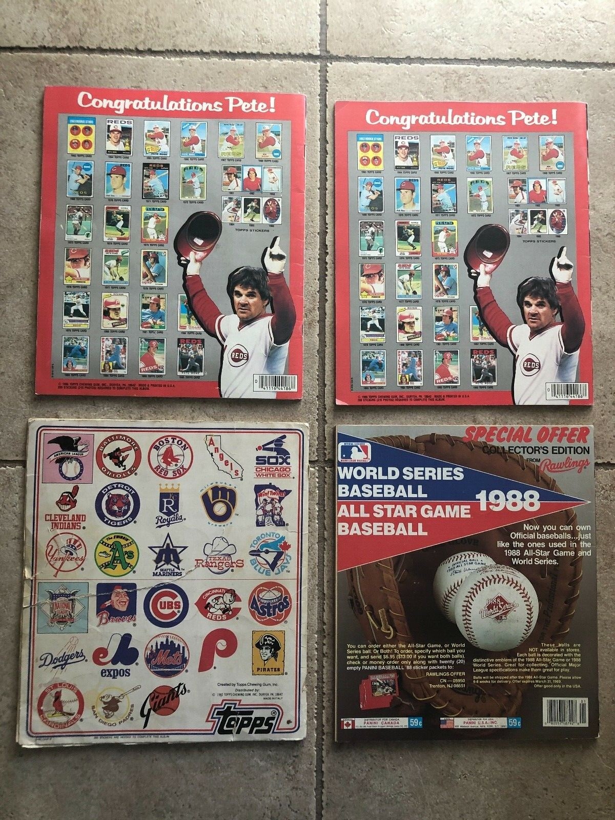 (4) 1982/86/88 Topps/Panini Baseball Sticker Albums Don Mattingly Pete ...