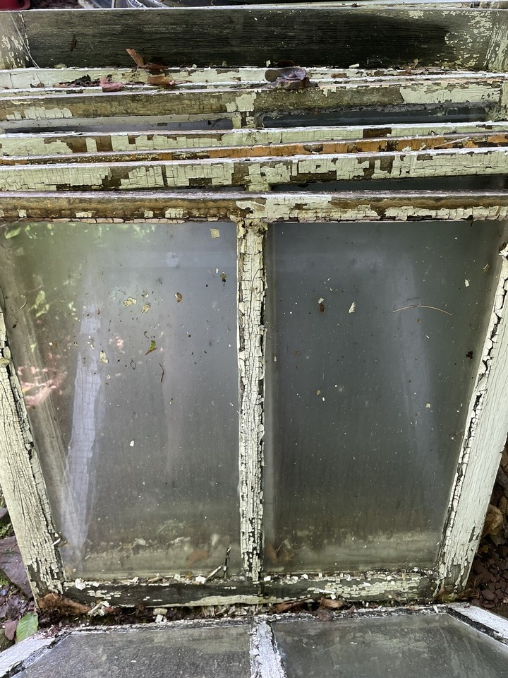 29" x 27.5" ANTIQUE VINTAGE OLD WINDOW SASH 2 PANE WAVY GLASS | eBay