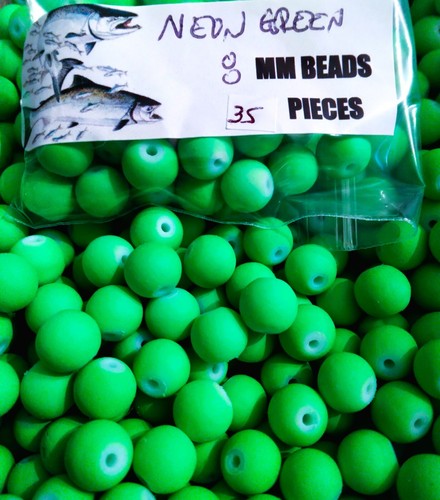 UV Fishing Premium Trout/Salmon/Steelhead Beads 8mm 35ct neon green ...