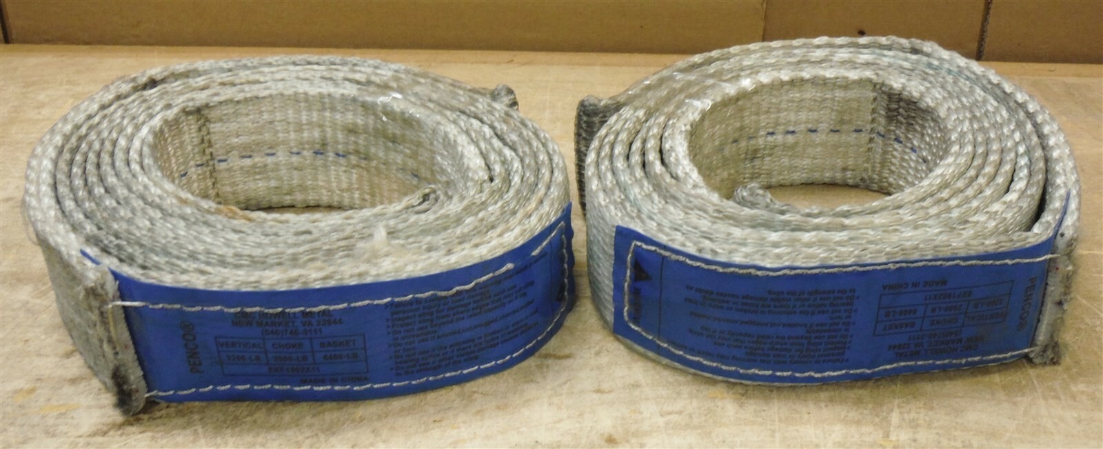LOT of 2 Penco EEF1902X11 Lifting Straps Vertical 3200lb 11 feet long ...