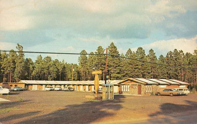 Postcard Bonanza Motel Pinetop Arizona AZ kitchenettes cars sign phone ...
