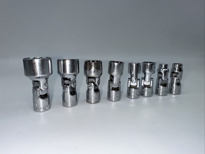 Snap On 8 OF 10Pc SAE 1/4 Drive Universal Swivel Socket Set 9/16" 12Pt ...