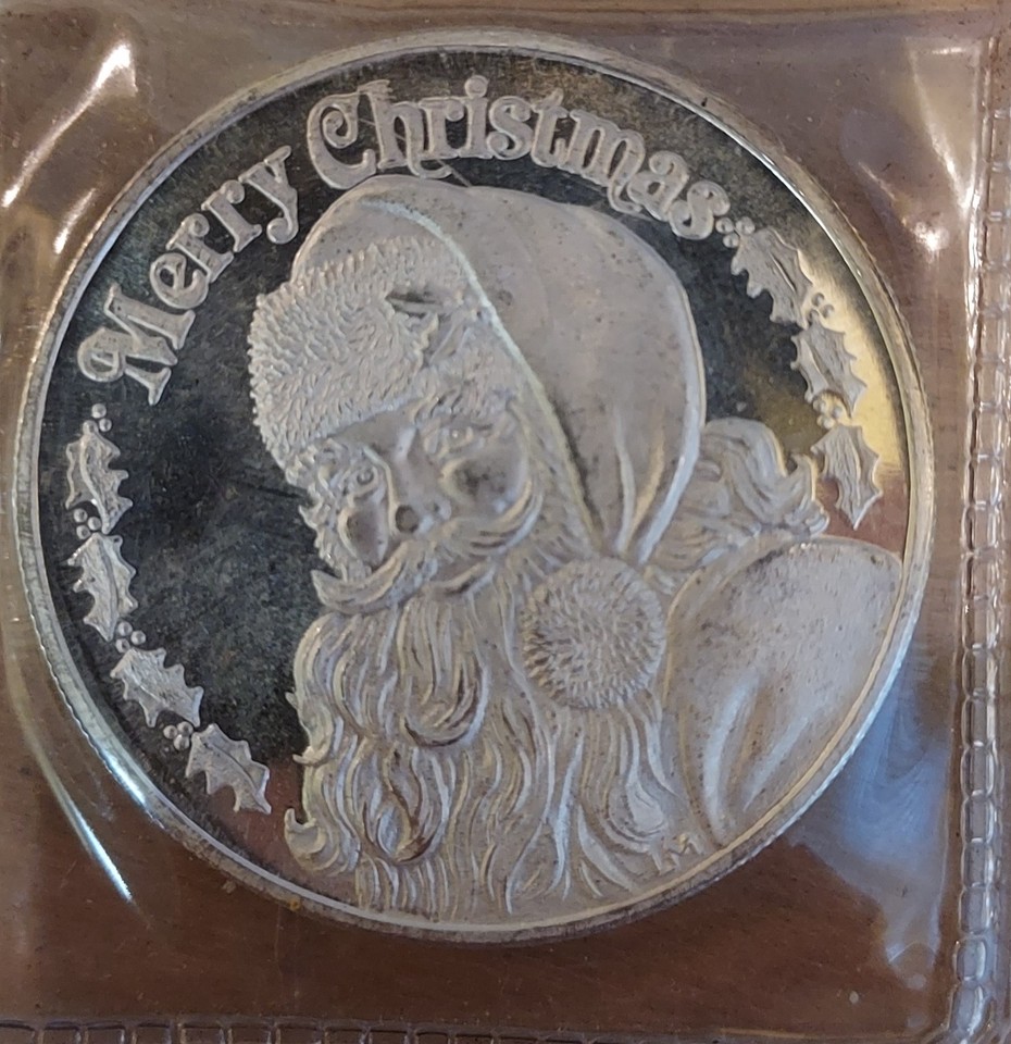 LOT of TWO Merry Christmas One Troy Ounce Silver Santa Claus Coins | eBay