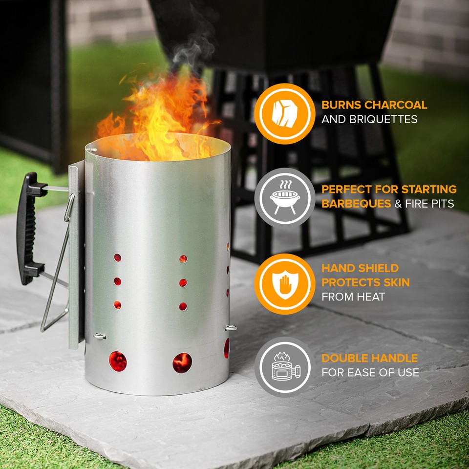 LIVIVO Charcoal Chimney Starter BBQ Starter with Handle Coal Fire ...