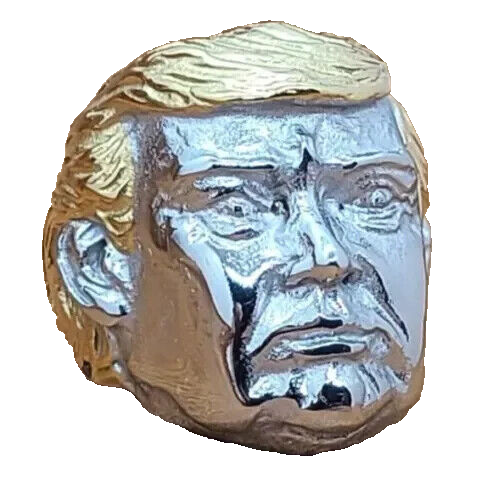 Quality heavy 33g Donald Trump Ring Steel Silver Gold Hair Men's ...