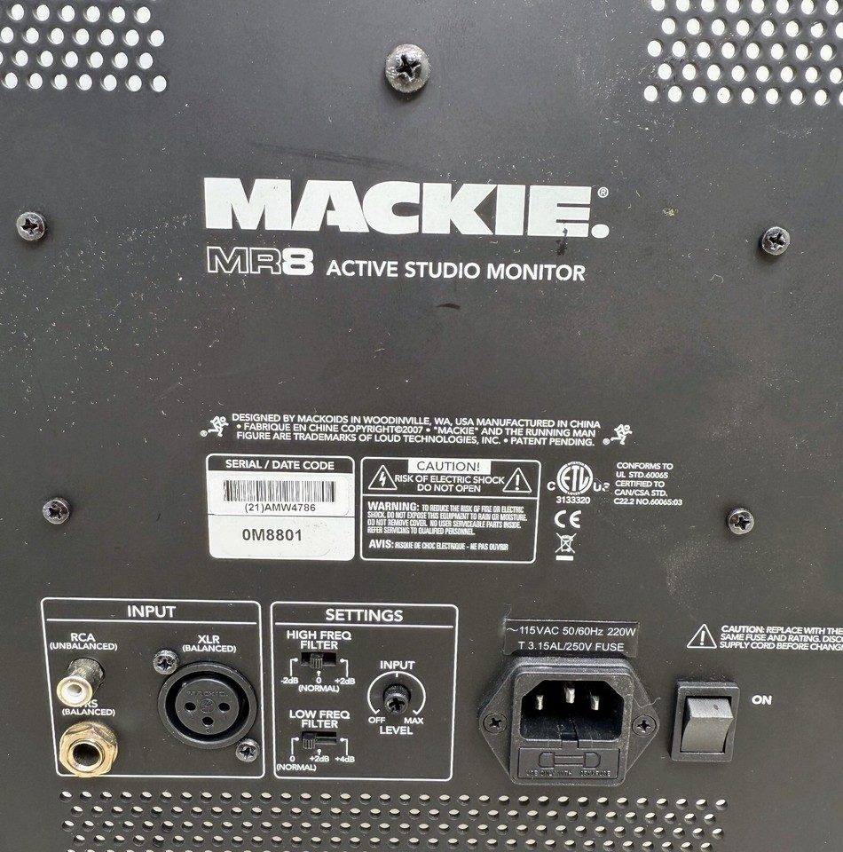 Mackie MR8 Active Studio Monitor Speaker Back Cover With BAD Power ...