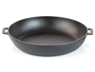 Maysternya Cast Iron Brazier Double Handle Skillet Fry Pan Oven ...