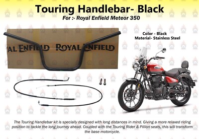 Black "Touring Handlebar For Royal Enfield Meteor 350" | eBay