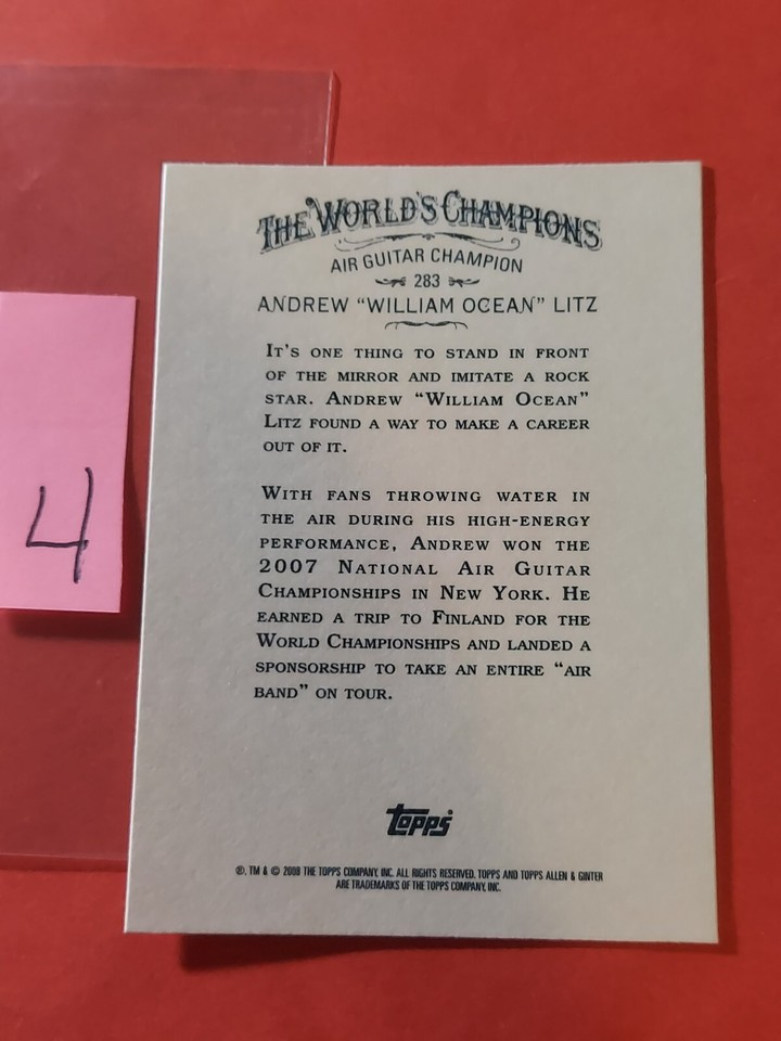 2008 Topps Allen and Ginter #283 Andrew Litz, (Air Guitar Champion ...