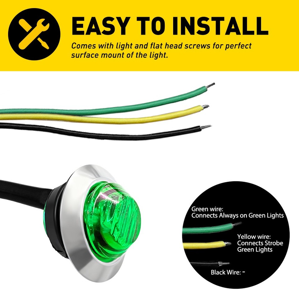 20 3/4" Strobe+Steady Marker Light Dual Function Green LED Flash 12V ...