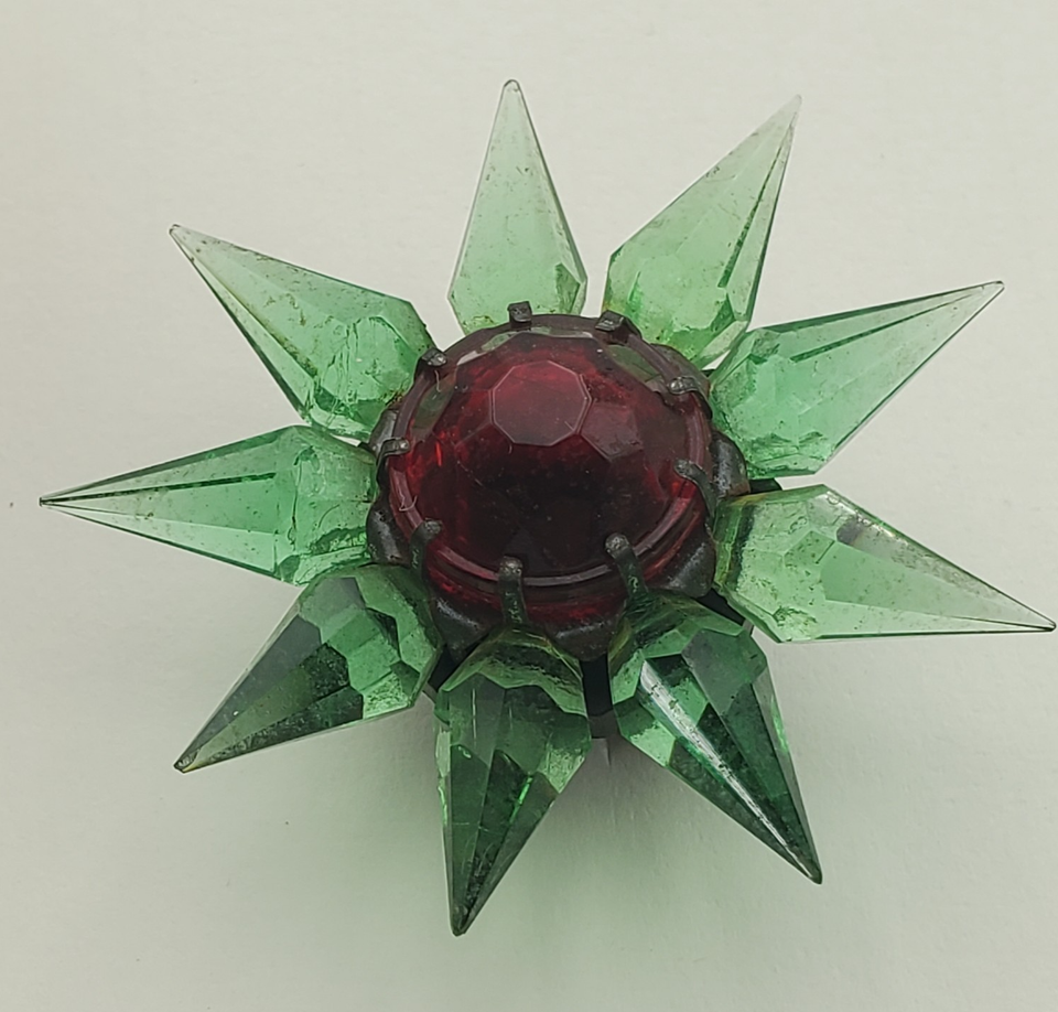 1930s C-6 Single Row 9 Point MATCHLESS STAR Light - Green w Red Gem SEE ...