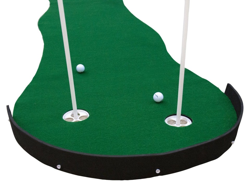 XL Golf Putting Green - 10.5ft x 3ft - Mat w/ Backstop + Real Flags ...
