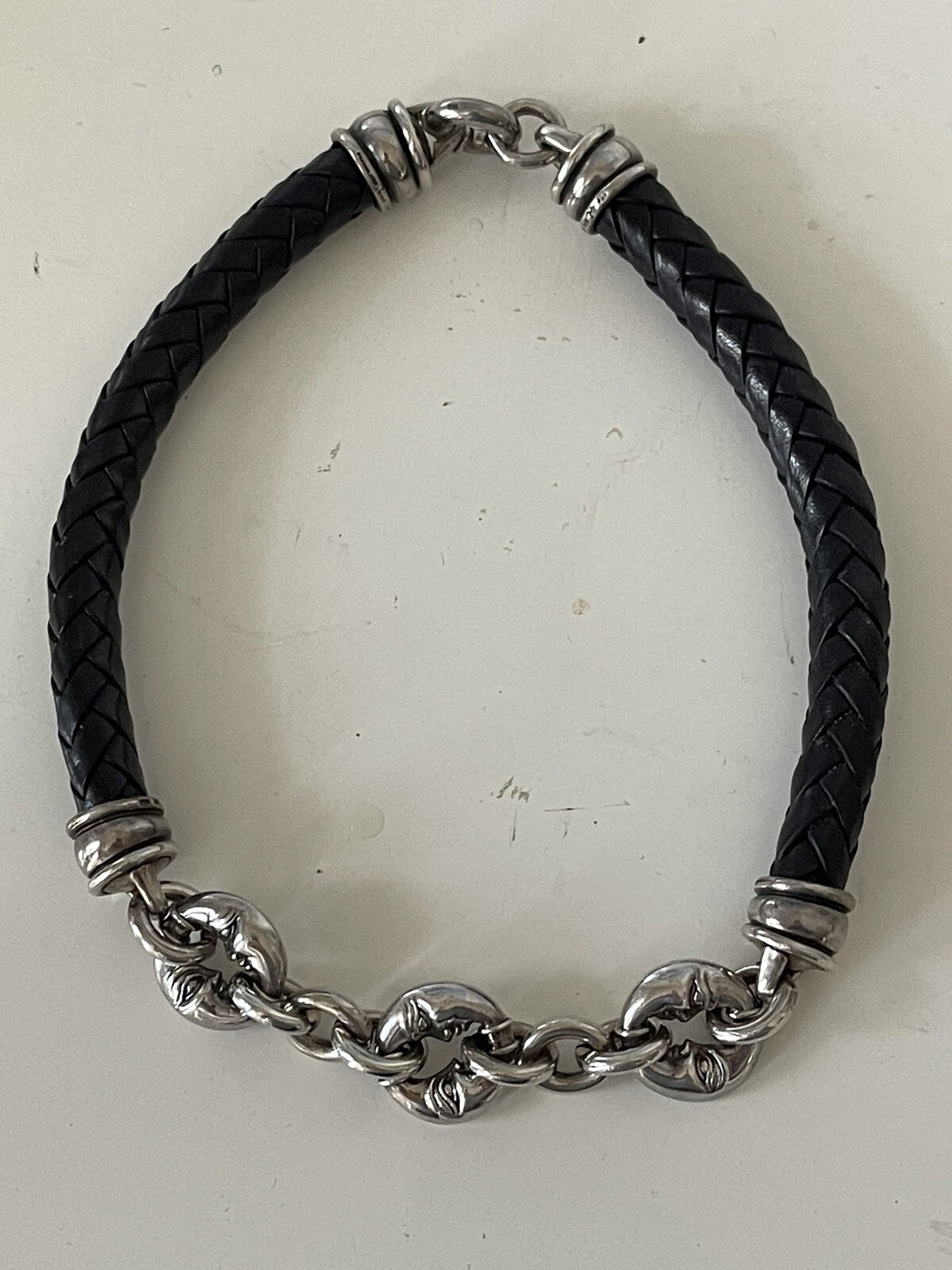 RARE KIESELSTEIN CORD STERLING SILVER BRAIDED LEATHER… - Gem