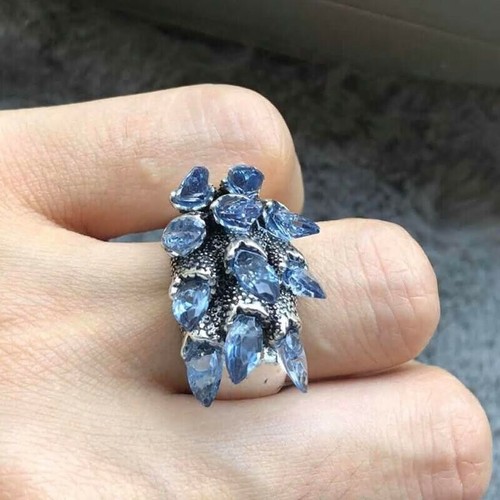 Blue Crystal Spike Ring, Size 9, Brand New | eBay