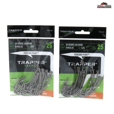 50pc Trapper Tackle 30 Degree Jig Fishing Hooks 5/0 ~ New | eBay