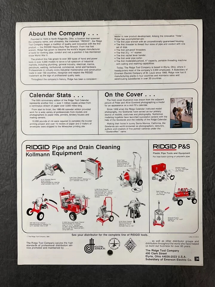 Vintage Rigid Tool Pin-Up Calendar 1985-1986 50th Anniversary Sexy 80’s ...