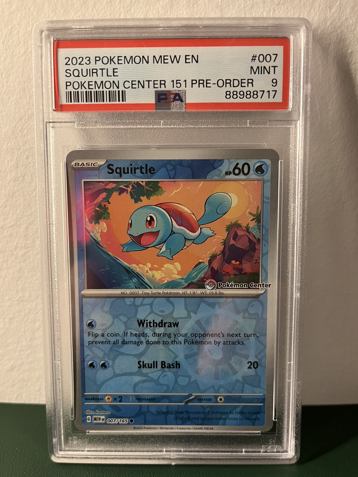 Squirtle 007/165 - Pokemon Center 151 Pre-order Reverse Holo Rare PSA 9 ...