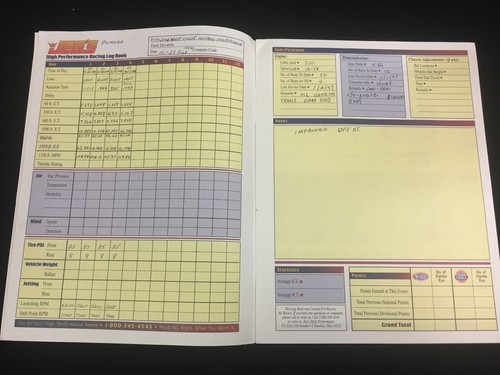 1995 JEG'S HIGH PERFORMANCE OFFICIAL RACING LOG BOOK, WITH 1997 ENTERED ...
