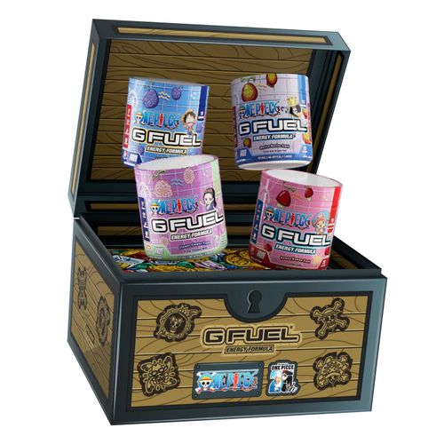 G Fuel One Piece Treasure Chest Collector's Box 4 Mini Energy Tubs ...