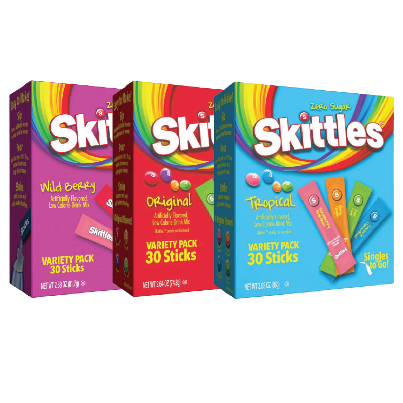 Skittles Singles To Go Variety Drink Mix | 30 Singles Each | Mix ...