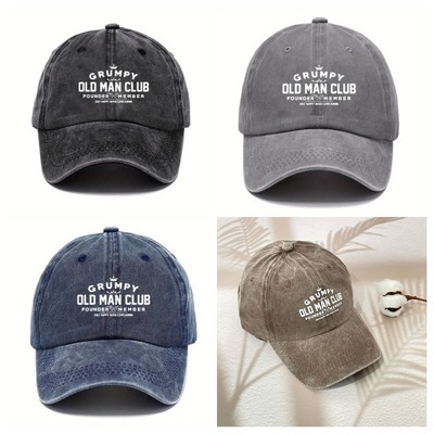Washed Distressed Baseball Cap Grumpy Old Man Club. Founder Member New ...