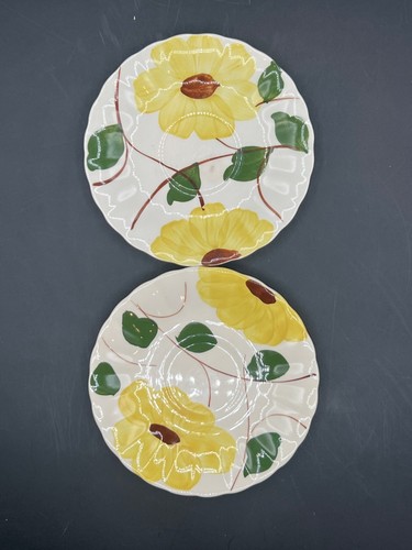 Set of Two Vintage Hand Painted Blue Ridge Pottery Yellow Daisy Saucer ...