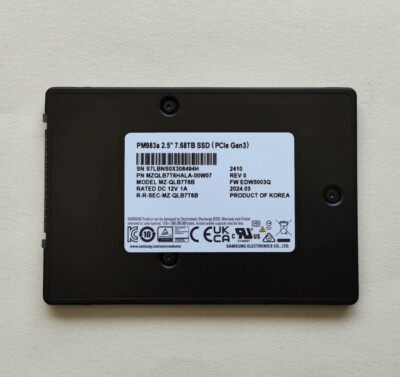 7.68TB Samsung PM983A SSD 2.5" PCIe Gen3 U.2 NVMe MZ-QLB7T6B ...