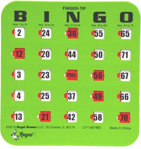 Regal Bingo Bulk Bingo Cards W/ Sliding Windows Reusable Large Print 25 ...