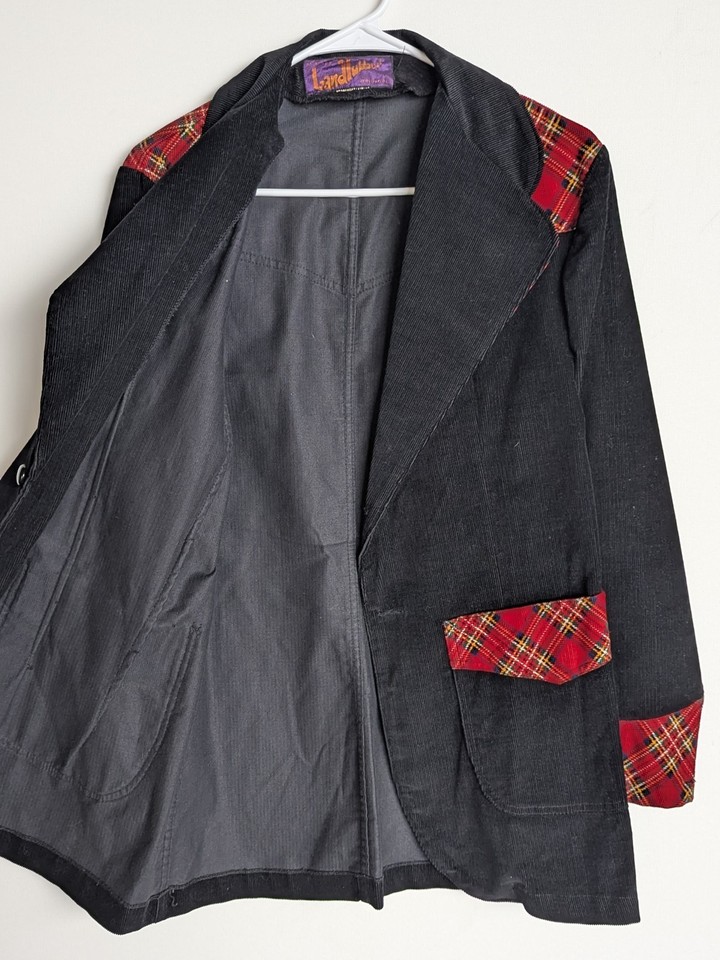 LANDLUBBER Vtg 70s Corduroy Plaid Trim BLAZER SUIT COAT JACKET 34S 36S ...